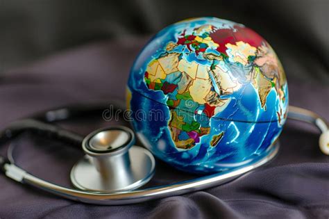 Global Health Concept Stethoscope Surrounding A Globe International