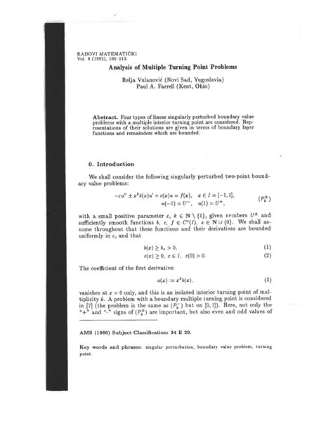 pdf analysis of multiple turning point problem