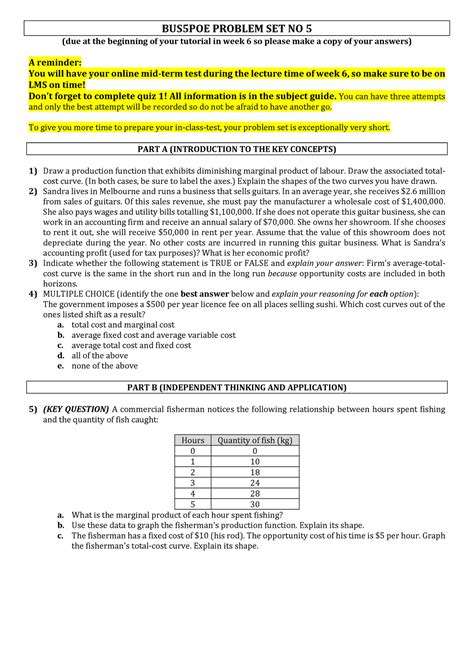 BUS POE PS Problem Set BUS POE PROBLEM SET NO Due At The Beginning Of Your Tutorial In