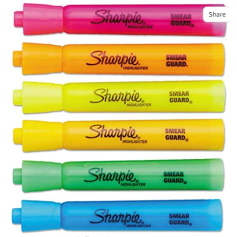 Sharpie 25053 Accent Tank Style Highlighter Chisel Tip Assorted Colors 12 Pk