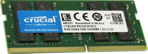 Модуль памяти So Dimm Crucial Ddr4 8gb 3200mhz Ct8g4sfra32a купить