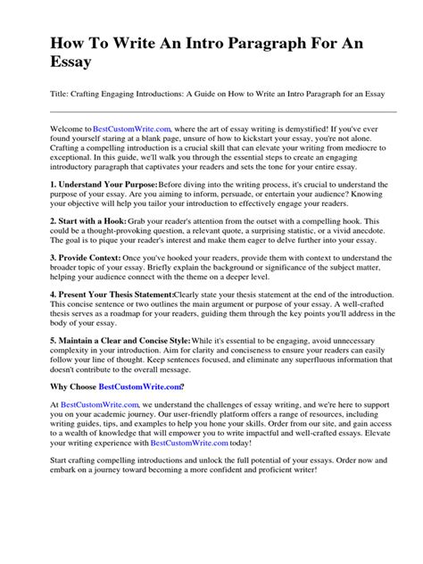 How To Write An Intro Paragraph For An Essay | PDF | Essays | Communication