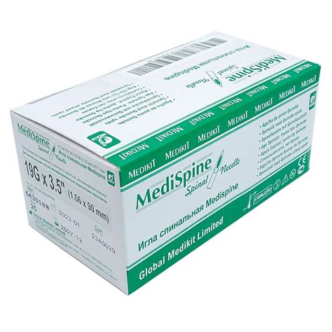 Игла спинальная (тип Квинке) G19 Medispine, 25 шт/уп › Купить оптом и в ...