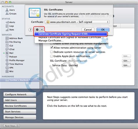 Mac CSR Creation From The Server App