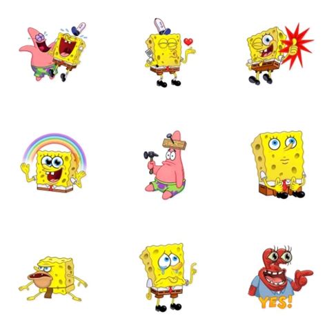 스폰지밥 네모바지 And 패트릭 스타 만화 애니메이션 스티커 텔레그램 한글사이트