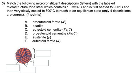 3 Match The Following Microconstituent Descriptions Letters With The Labeled Microstructure