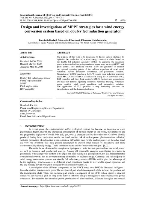 Pdf Design And Investigations Of Mppt Strategies For A Wind Energy Conversion System Based On