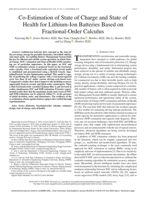 Co Estimation Of State Of Charge And State Of Health For Lithium Ion