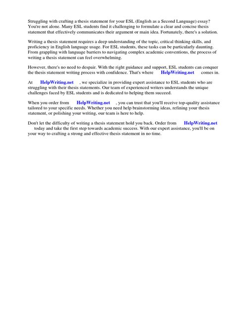 Esl Thesis Statement Exercises Pdf Essays Thesis