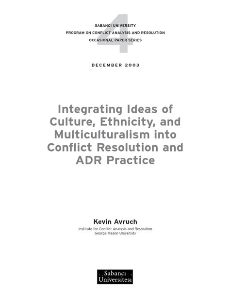 Integrating Ideas Of Culture Pdf Multiculturalism Conflict Resolution