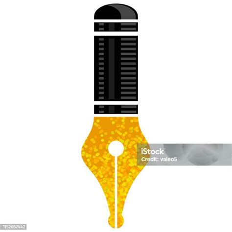 골드 펜촉 아이콘 흰색 배경에 고립입니다 만년필 로고 디자인 개념에 대한 스톡 벡터 아트 및 기타 이미지 개념 검은색 광고 Istock