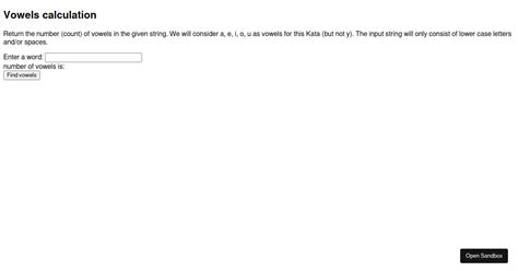 Vowels Calculation Codesandbox