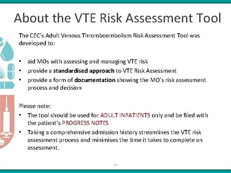 Adult Venous Thromboembolism Vte Risk Assessment Tool Insert