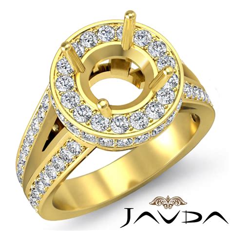 Diamond Engagement Round Vintage Ring 14k Gold Halo Setting Semi Mount