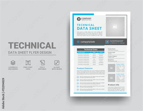 Technical Data Sheet Template Design Stock Vector Adobe Stock