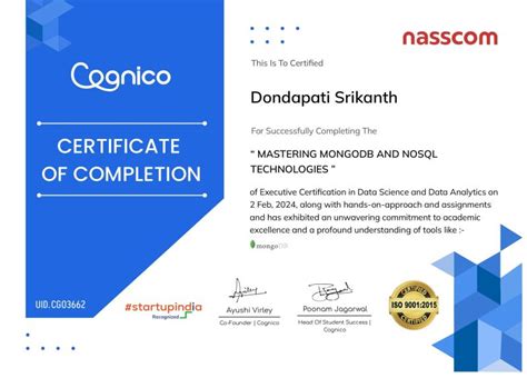 Srikanth Dondapati On Linkedin Datascience Data Analytics Nasscom Achievement Mongodb