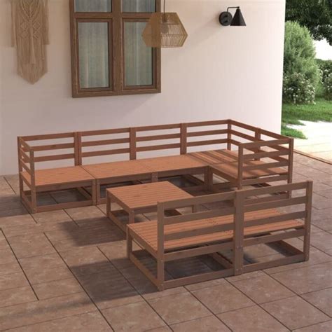 Vidaxl 8 Piece Garden Lounge Set Honey Brown Solid Pinewood By Ebay