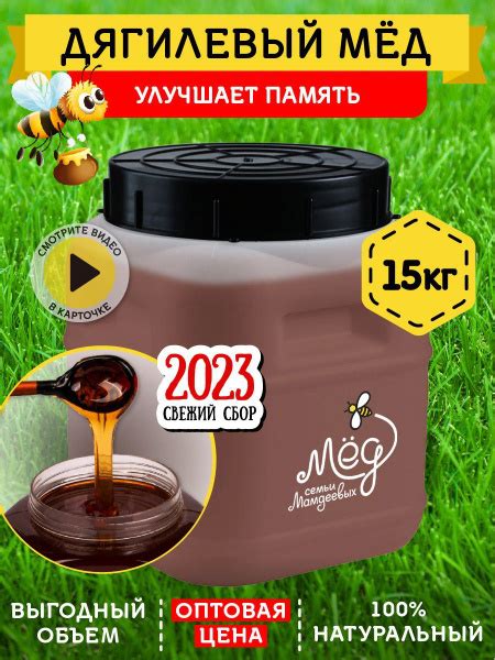 Мед натуральный Дягилевый мед, 15 кг, настоящий ЭКО продукт правильное ...