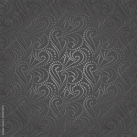 Ornamental Seamless Pattern On Dark Gray Background Elegant Embossed Effect Texture Vector