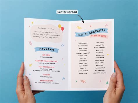 Editable Graduation Program Template Printable Ceremony Program Canva Template Prebabe