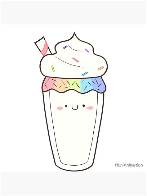 Rainbow Vanilla Kawaii Chibi Milkshake Poster By Nonianimation