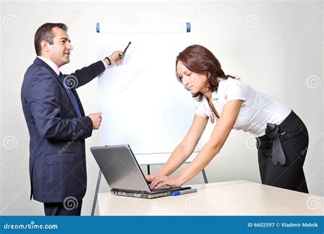 Man Giving A Presentation On A Flip Chart Stock Image Image Of Colleague Listen 6602597