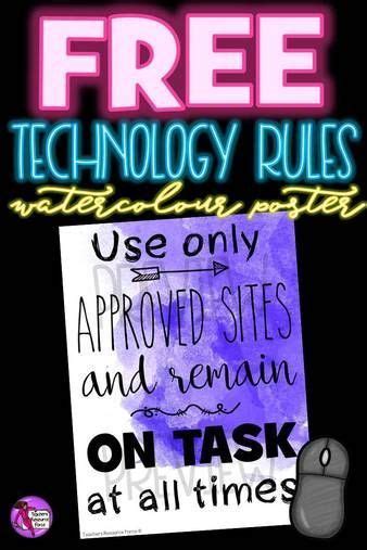 Free Technology Rules Poster Clear Computer Room Guidelines