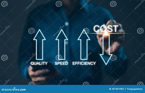 Cost Reduction Concept Increase Quality Speed Efficiency And