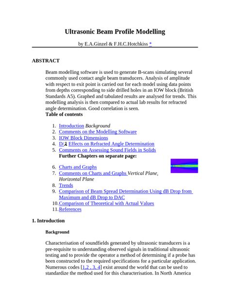 Ultrasonic Beam Profile Modelling Pdf Beam Structure Waves