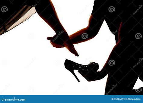 Silhouette Put On She Close Stock Image Image Of Elegant Adults