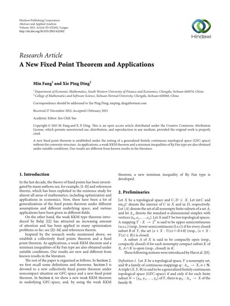 Pdf A New Fixed Point Theorem And Applications