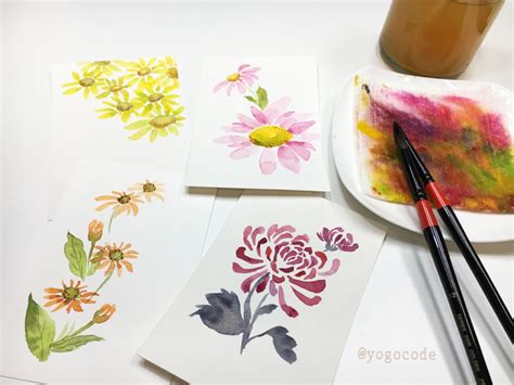 수채화 수업 국화 그림 그리기 네이버 블로그