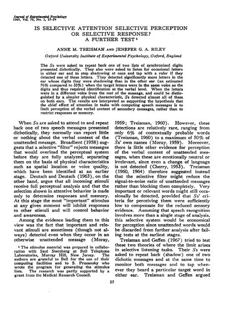 027 034 Is Selective Attention Selective Perception Or Selective Respons A Further Test Pdf