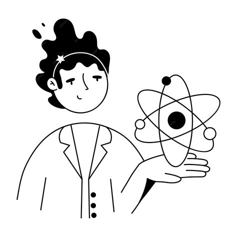 Un Dibujo De Una Persona Sosteniendo Un átomo Con Un Símbolo Nuclear En él Vector Premium