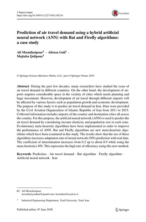 Pdf Prediction Of Air Travel Demand Using A Hybrid Artificial Neural
