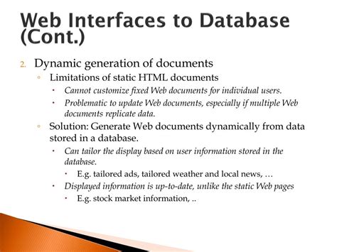 ppt web interfaces and database integration design development and
