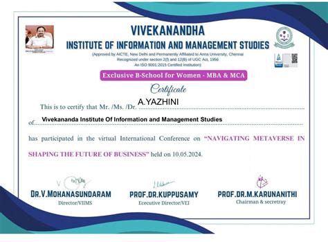 yazhini anbazhagan on linkedin i have participated in international conference on metaverse and