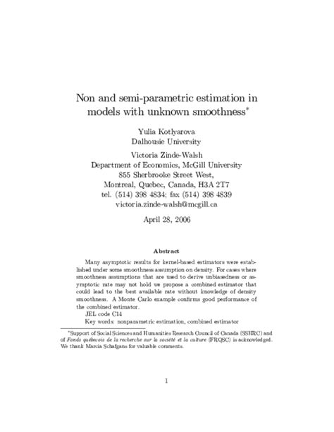 pdf non and semi parametric estimation in models with unknown smoothness victoria zinde
