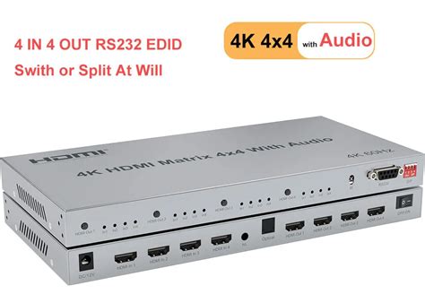 Matrice Hdmi Hdmi 2 0 4x4 Matrix Switch Splitter 4k 4 In 4 Out 60hz