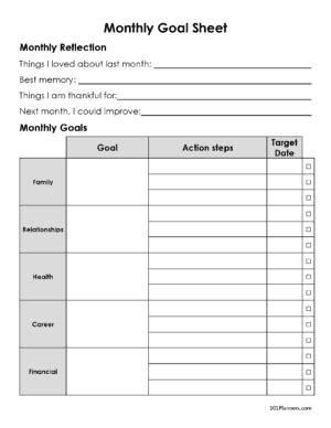 Free Printable Goal Chart Templates And Trackers Instant Download