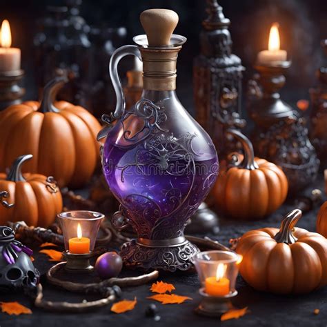 Equipment Used To Make Magic Potions For Witches On Halloween Night