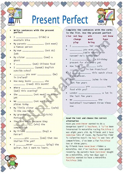 Present Perfect Esl Worksheet By Yola1923