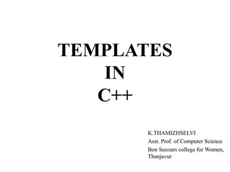 Templates In C Pptx Programming Languages Computing