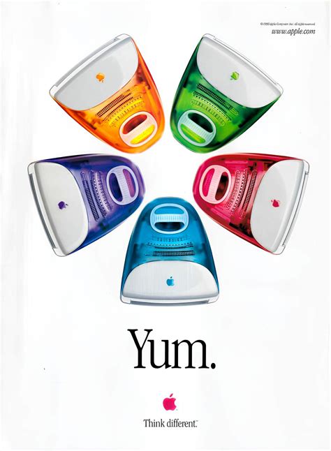 Yum Apple Imac G3 Computer In Five Colors 1999 90s Apple Computer