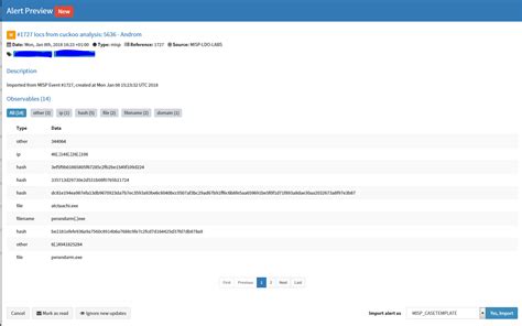 import alert from misp when some attribute is corrutped empty case