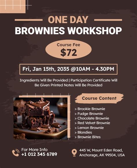 Baking And Decorating Brownies Workshop Flyer Template