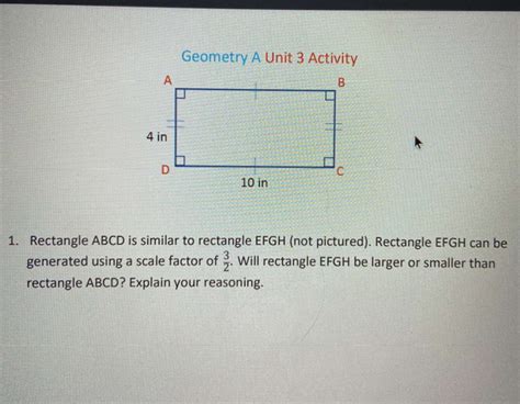 Solved Geometry A Unit 3 Activity 1 Rectangle Abcd Is Similar To
