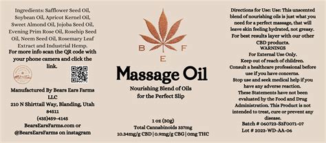 Cbd Massage Oil Bears Ears Farms