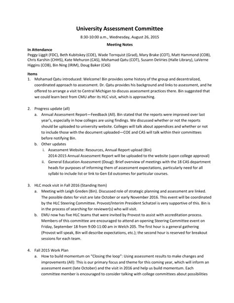 University Assessment Committee