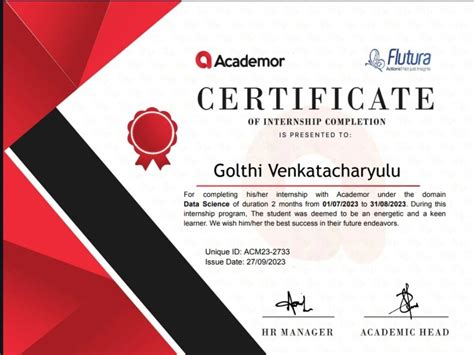 Golthi Venkatacharyulu On Linkedin Academor Internshipcompletion Internshipcertificate